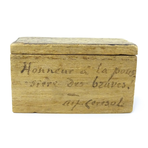 Militaria , Battle of Waterloo : a small 19thC box containing ...