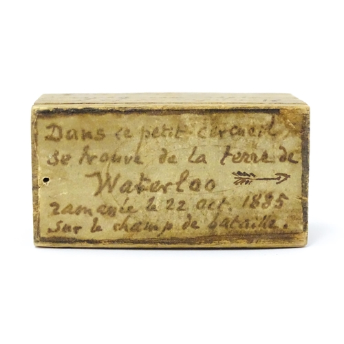 Militaria , Battle of Waterloo : a small 19thC box containing ...