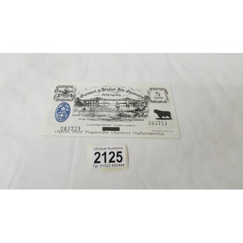 A Welsh (Llandudno) ''5 Swilt'' bank note.