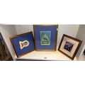 3 gilt framed prints including limited edition fish by Shi Yiu Ping