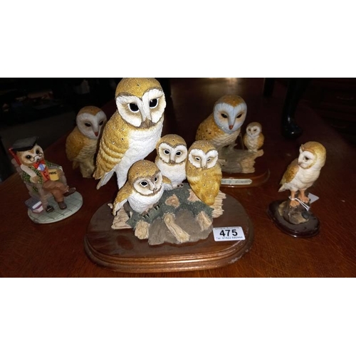 A quantity of barn owl ornaments including Little Nook Osbourne owl