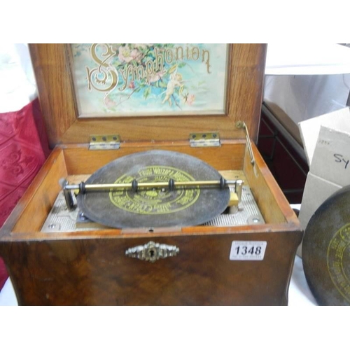 A Victorian symphonium with 10 discs, in good working order. COLLECT ONLY