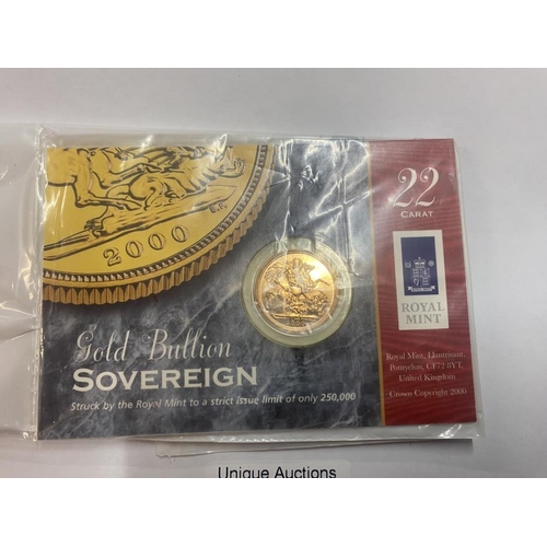 A 2000 Millennium Gold Bullion Sovereign Proof - sealed in original ...