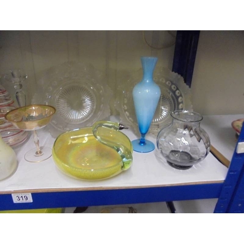 A mixed lot of glass ware including coloured.