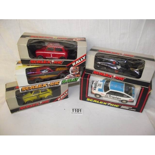 5 boxed Scalextric cars inc. 2 x C122 Mini, 1275 GT C113, Triumph TR7 ...