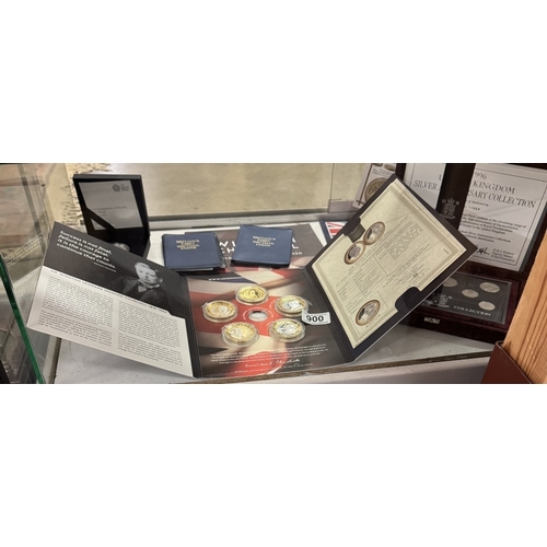 A 1996 silver coin set, 4 generation £5 silver coins, Winston Churchill ...
