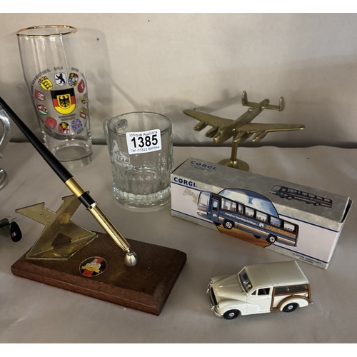Mixed lot including RAF related including brass Lancaster model, Bomber ...