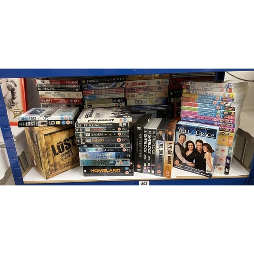 A large selection of TV series DVDs including box sets