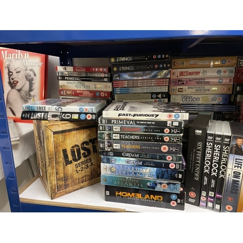 A large selection of TV series DVDs including box sets