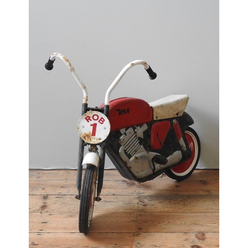 A VINTAGE MOBO TIN PLATE PEDAL MOTORCYCLE, CIRCA 1965,in red and white ...