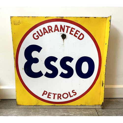 GUARANTEED ESSO PETROLS ENAMEL SIGNRare double-sided flange-mounted ...