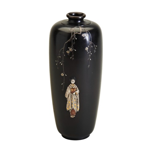 A FINE JAPANESE SILVER AND GOLD SHAKUDO VASE SIGNED BY Kowa (Yukikazu ...