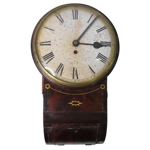 A MAHOGANY DROP CASE WALL CLOCK, LATE 19TH CENTURY, with a fusee ...