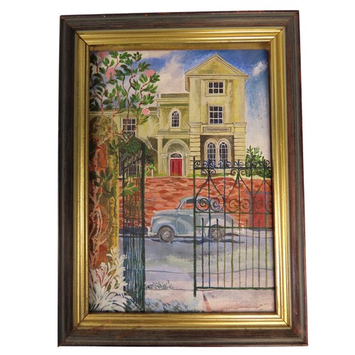 CORINNA SARGOOD (B.1941) MORRIS MINOR PICTUREAcrylic and watercolour on ...