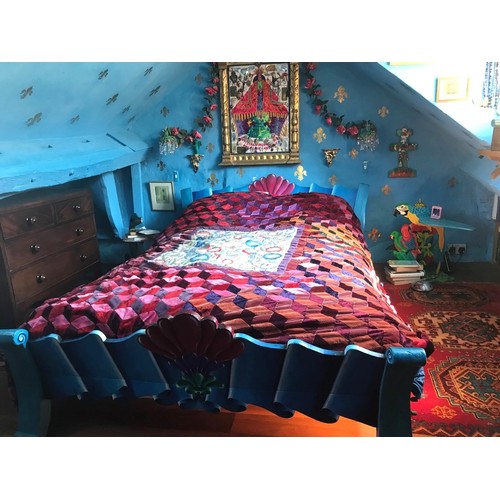 A BLUE TROMPE L'OEIL DOUBLE BED PAINTED BY CORINNA SARGOODHandmade in ...