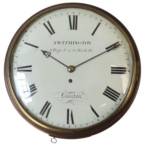 A. WITHINGTON FUSEE WALL CLOCK, the dial signed 'A. Withington, 11 High ...