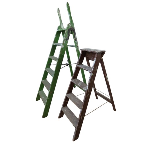 TWO SETS OF STEP LADDERSGreen Simplex ladders 154cm tall when openFor ...