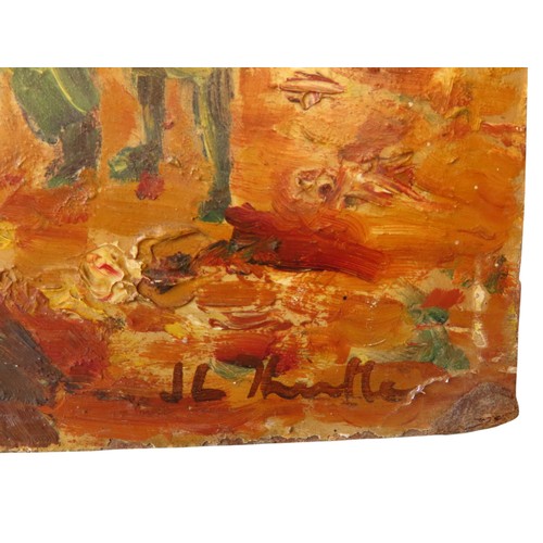 JOHN LOMER THIRTLE (1899-1982) 'FAIRGROUND' OIL PAINTING ON BOARDsigned ...