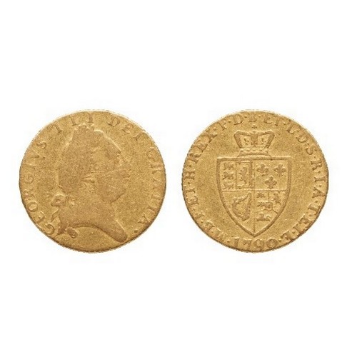 GEORGE III HALF GUINEA GOLD COIN, 1790, shield