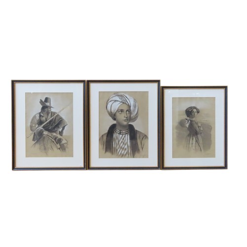 THREE FRENCH SCHOOL PASTEL PORTRAITS (MANGION)glazed and framed54 cm x ...