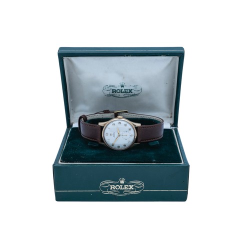 A 9CT GOLD ROLEX WRIST WATCHthe silvered 31 mm dial signed Rolex ...