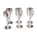 SIX ENAMEL TWIST 18th CENTURY STYLE WINE GLASSES, the straight sided ...