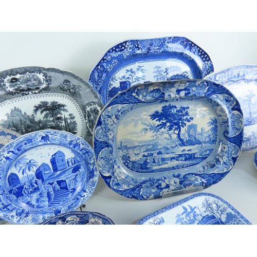 A GROUP OF 19TH CENTURY BLUE AND WHITE TRANSFER DECORATED WARES ...