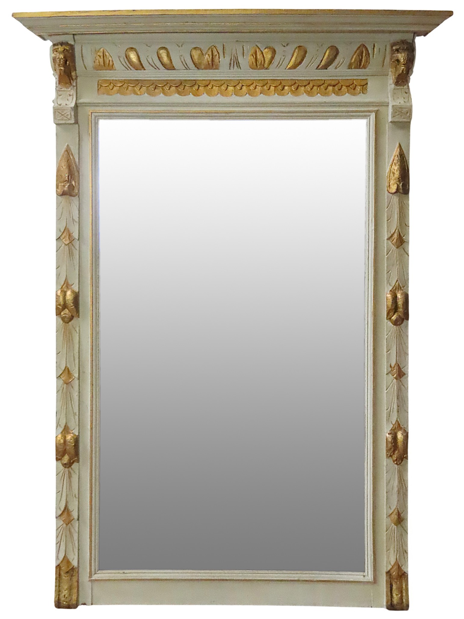 A 19TH CENTURY PARCEL GILT PIER MIRRORthe cream painted frame with ...