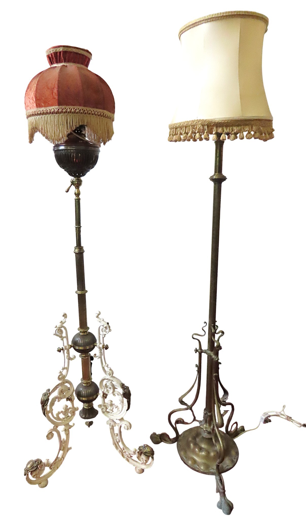 TWO 19TH CENTURY BRASS AND CAST-IRON FLOOR STANDING LAMP ...