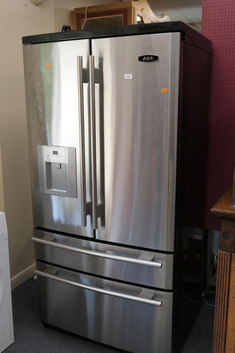 Aga brushed steel finish American style refrigerator with water ...
