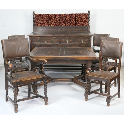 George V oak dining room suite, in the Jacobean Revival style, circa ...