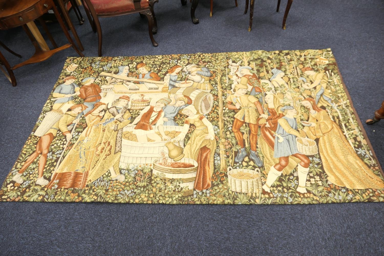 Belgian Metrax tapestry wall hanging 'The Vintages', 145cm x 245cm