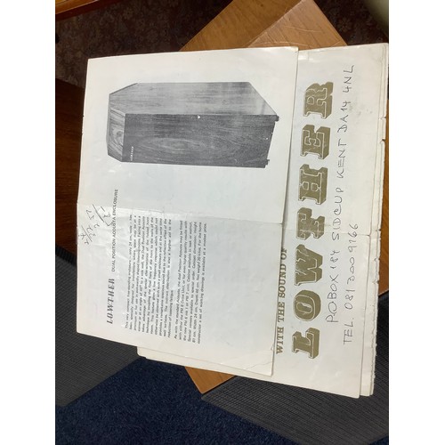 Pair of Lowther dual position Acousta Enclosure speakers, height 84cm ...