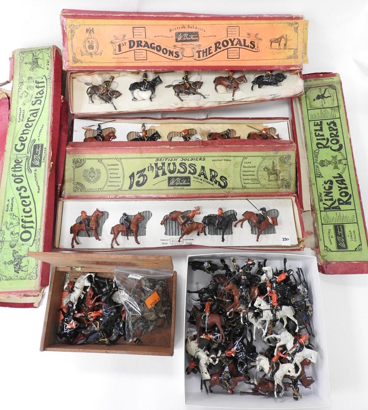 Assorted Britains diecast mounted soldiers including six damaged boxes ...