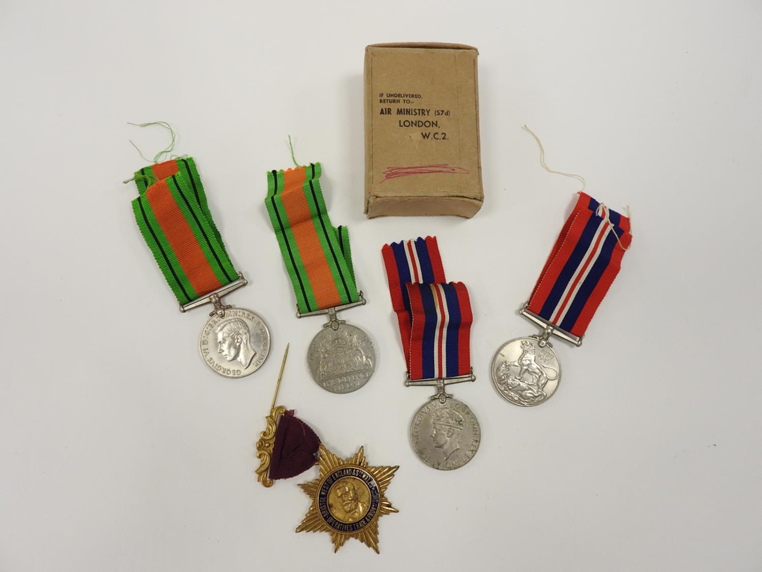 Two Second World War defence medals and two War medals, OHMS box, also ...