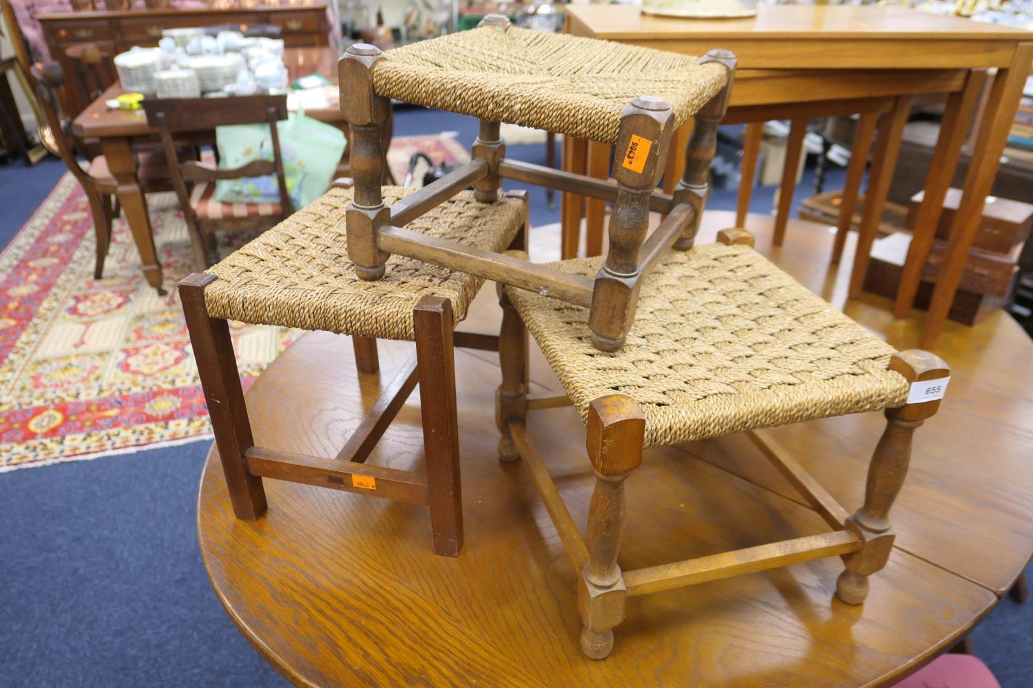 Three string topped stools