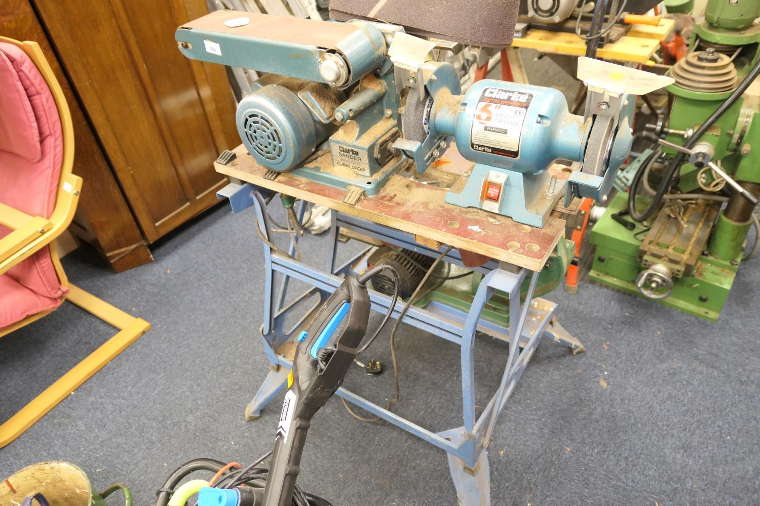Clarke bench sander, model CS4-6B; also a Clarke bench grinder, Warco ...