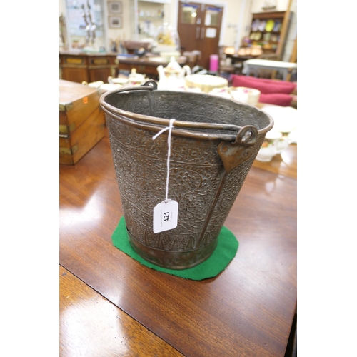 Indian hand worked copper pail, height 24cm