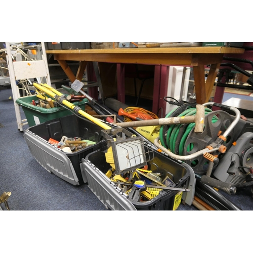 Mixed assortment of tools including Karcher 300 pressure washer, Flymo ...