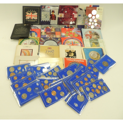 Quantity of UK Brilliant Uncirculated coin packs, circa 1980s, 90s, and ...