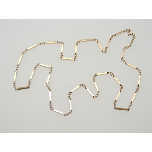 9ct gold chain and bar link necklace, with bolt ring clasp, length 57cm ...