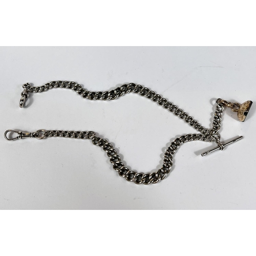 A hallmarked silver double Albert, formed from a graduated curb chain ...