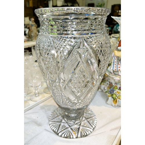 A large cut glass baluster vase, height 36cm
