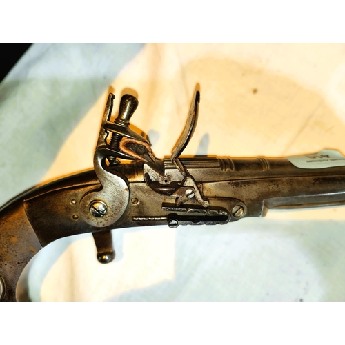 A Scottish highlands Murdoch style replica steel flintlock pistol, rams ...