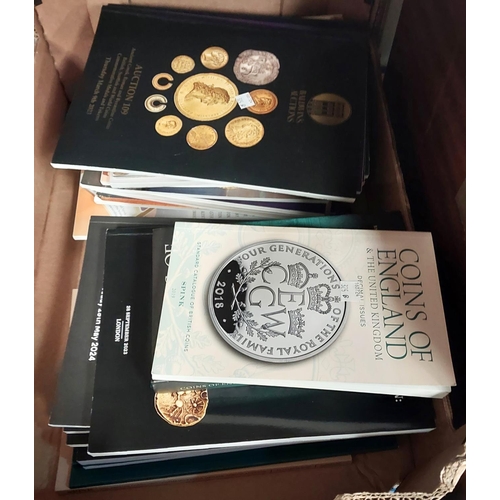 A quantity of numismatic material including Spink books and auction ...