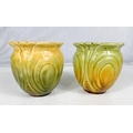 Leeds Art Pottery:- a small pair of vases with flared rims and Art ...