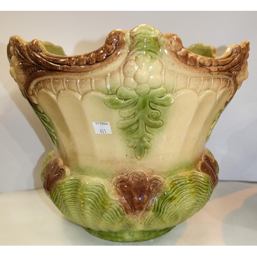 Ault Art Pottery: A large potter jardiniere with wavy rim and relief ...