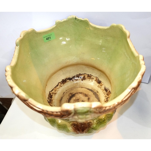Ault Art Pottery: A large potter jardiniere with wavy rim and relief ...