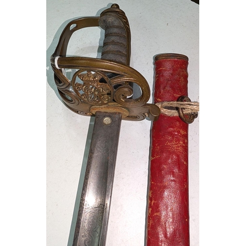 An 1889 pattern Victorian British officer's sword with VR to basket ...