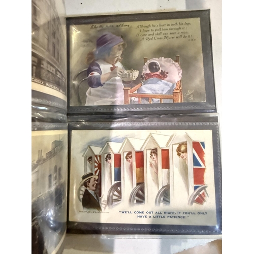 An album of Postcards (92 cards), various subjects, humour, travel ...
